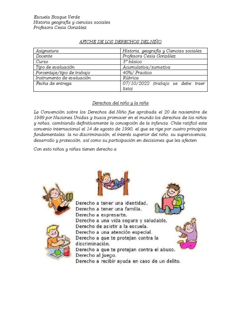 3 °afiche de Los Derechos Del Niño | PDF | Derechos de los niños | Maestros