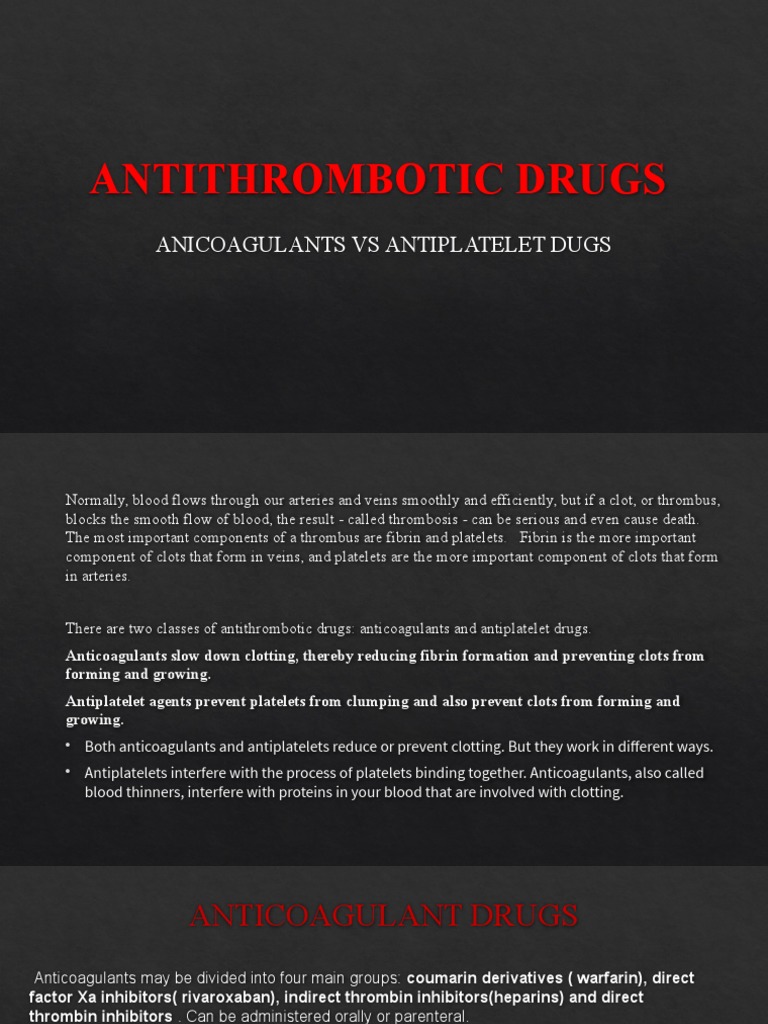 Antithrombotic Drugs | PDF | Thrombus | Coagulation