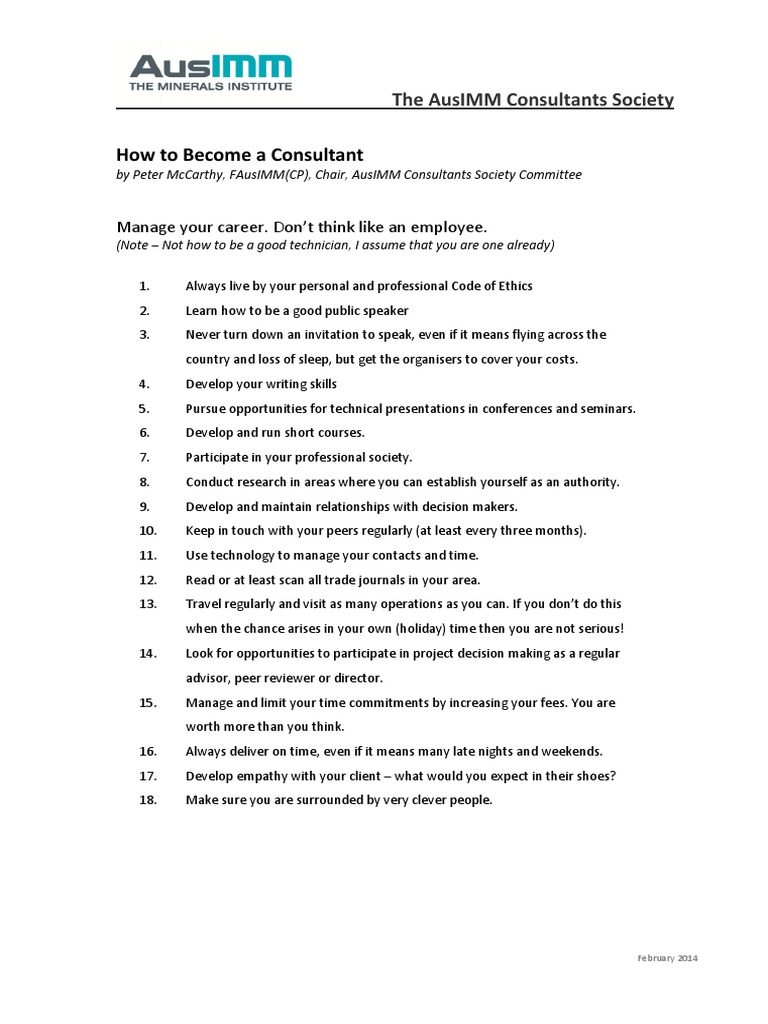 How To Become A Consultant | PDF