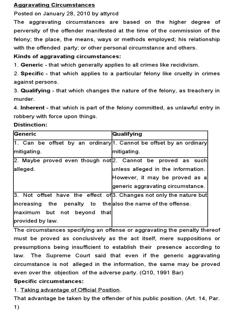 Aggravating Circumstances | PDF | Crimes | Crime & Violence