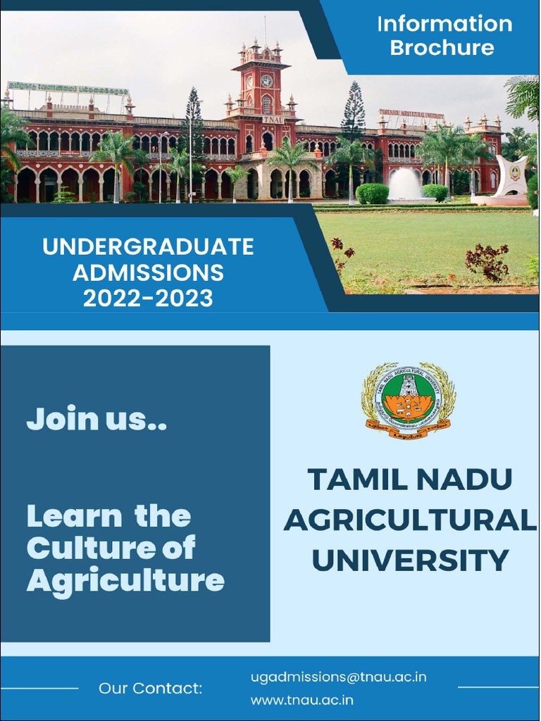 TNAU InformationBrochure 2022 | PDF | University And College Admission ...
