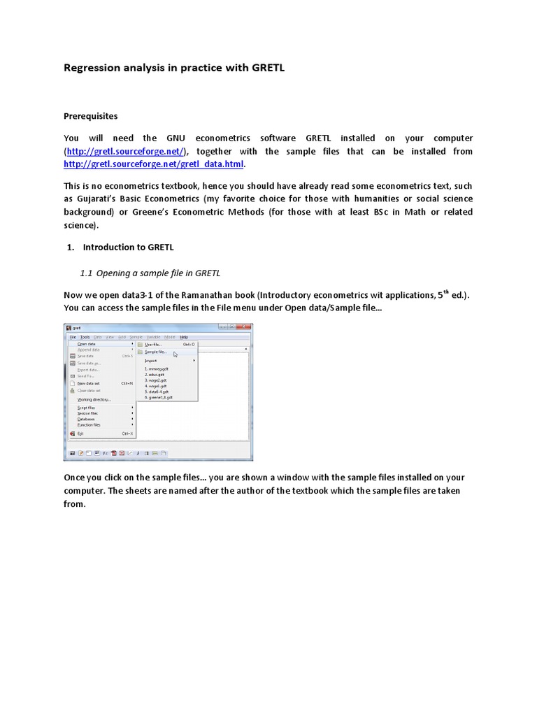 Regression Analysis With GRETL | PDF | Ordinary Least Squares | Errors And Residuals