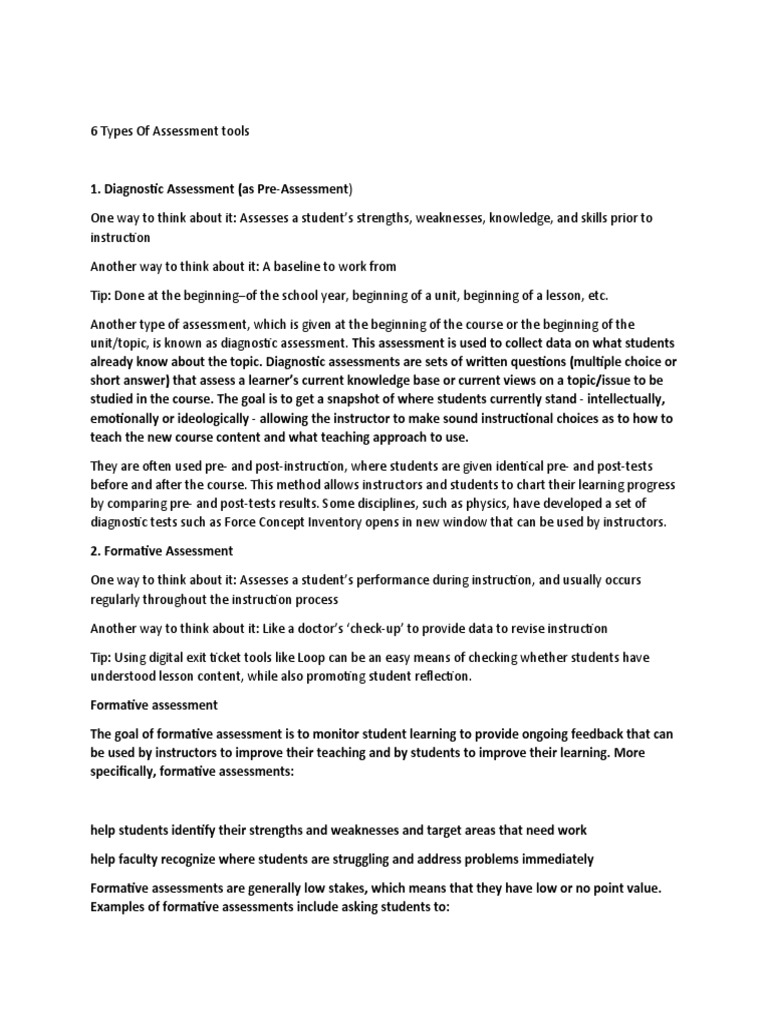 6 Types of Assessment Tools | PDF