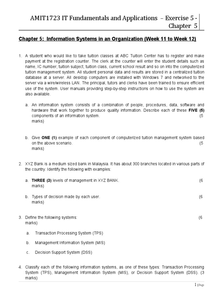 Exercise 5Q - Chapter 5 Information Systems in An Organization | PDF | Point Of Sale ...