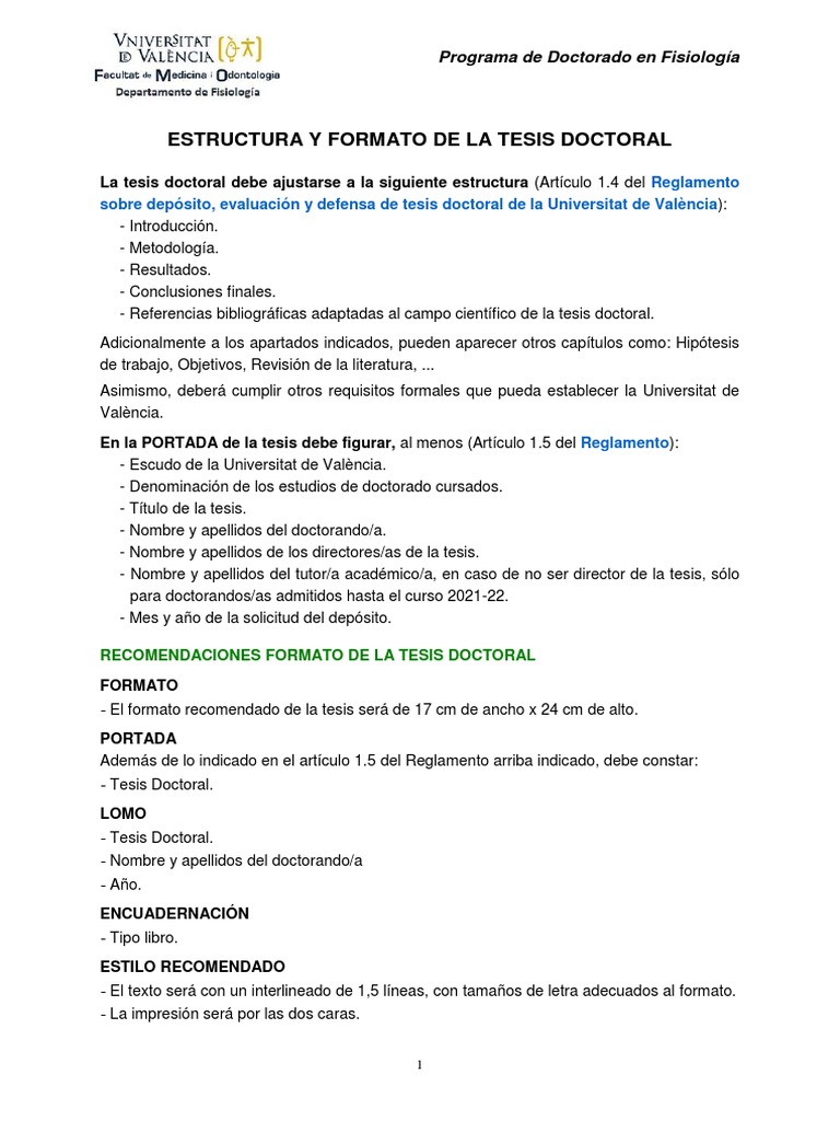 Formato Tesis Doctoral | PDF | Tesis | Doctorado