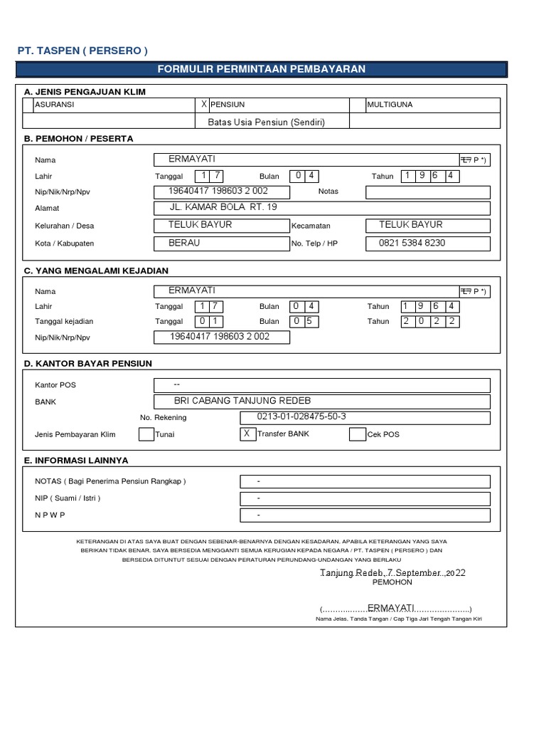 Form Permintaan Pembayaran | PDF
