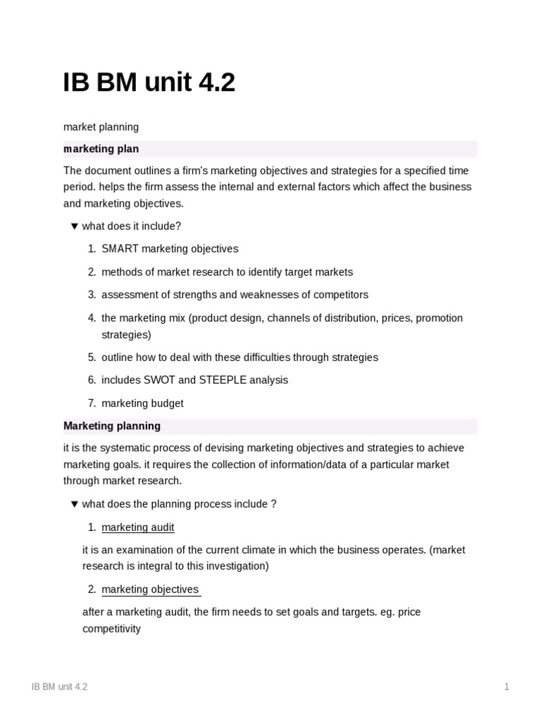 Marketing Planning in IB Business Management | PDF | Business