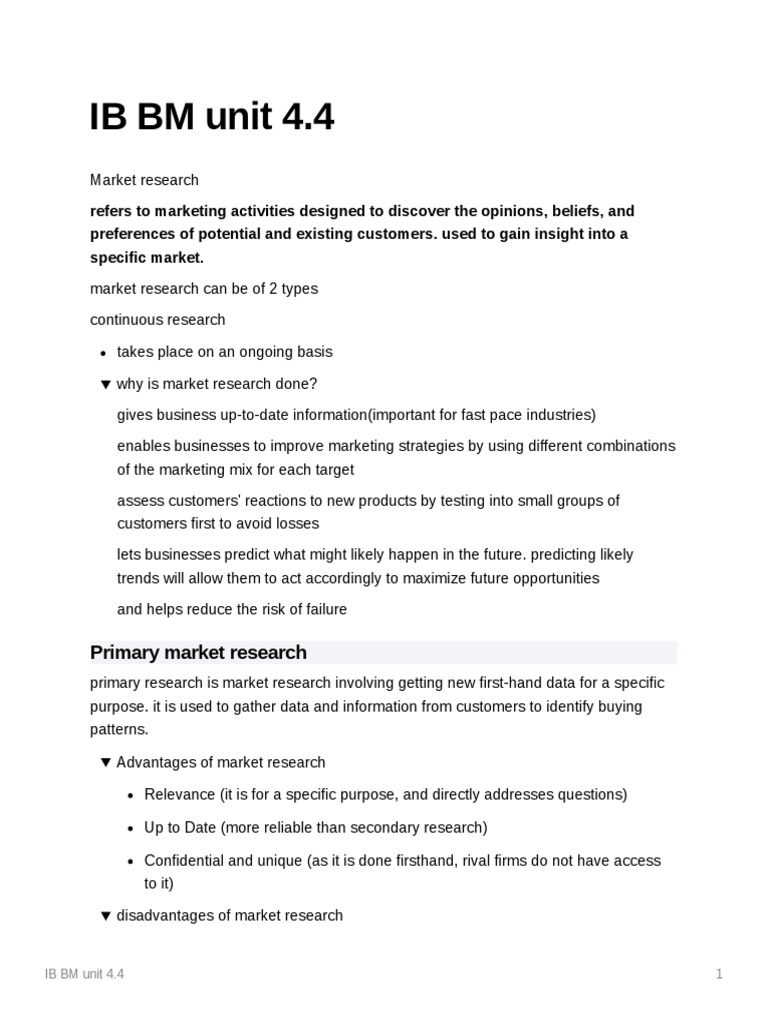 IB BM Unit 4.4 | Download Free PDF | Sampling (Statistics) | Survey ...