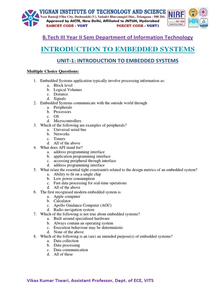 IES Objective Question Bank | PDF | Embedded System | Operating System