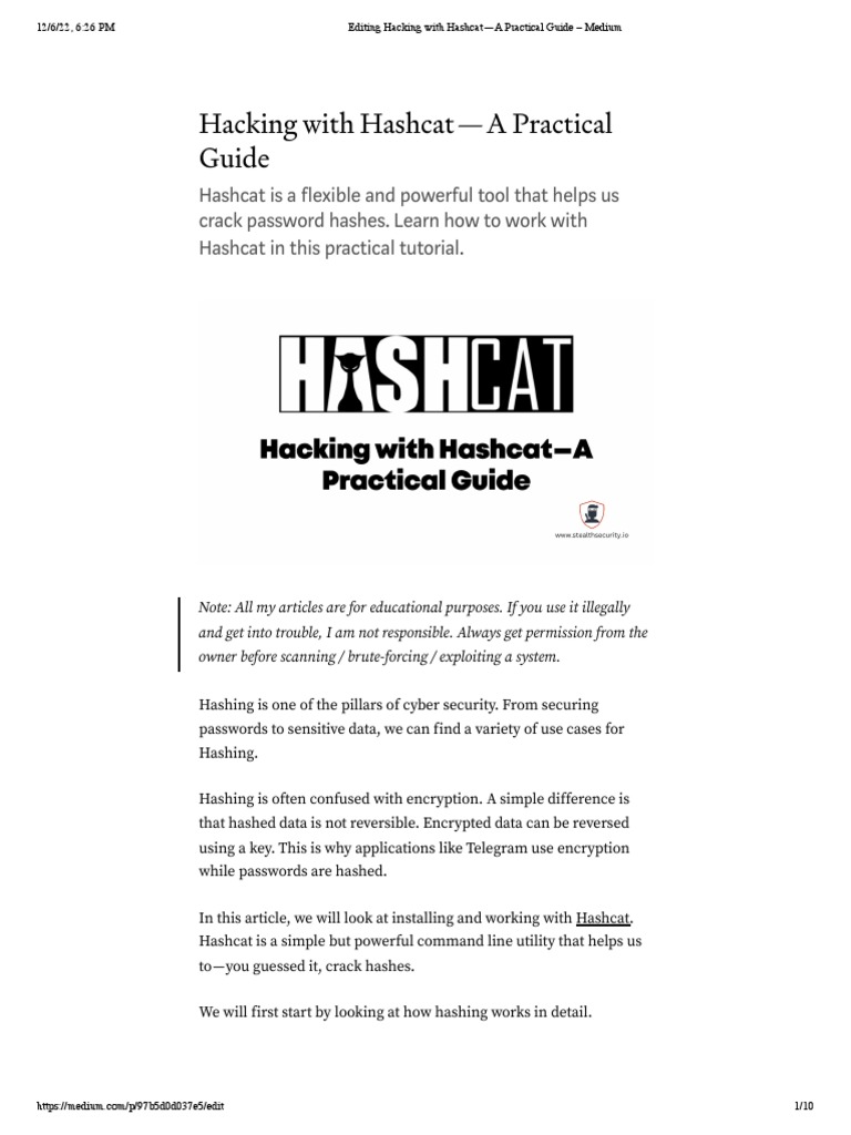 Hacking With Hashcat - A Practical Guide | PDF | Password | Information Age