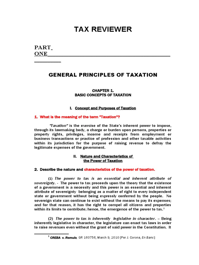 CH 1 - Basic Concepts of Taxation | PDF | Taxes | Tax Rate