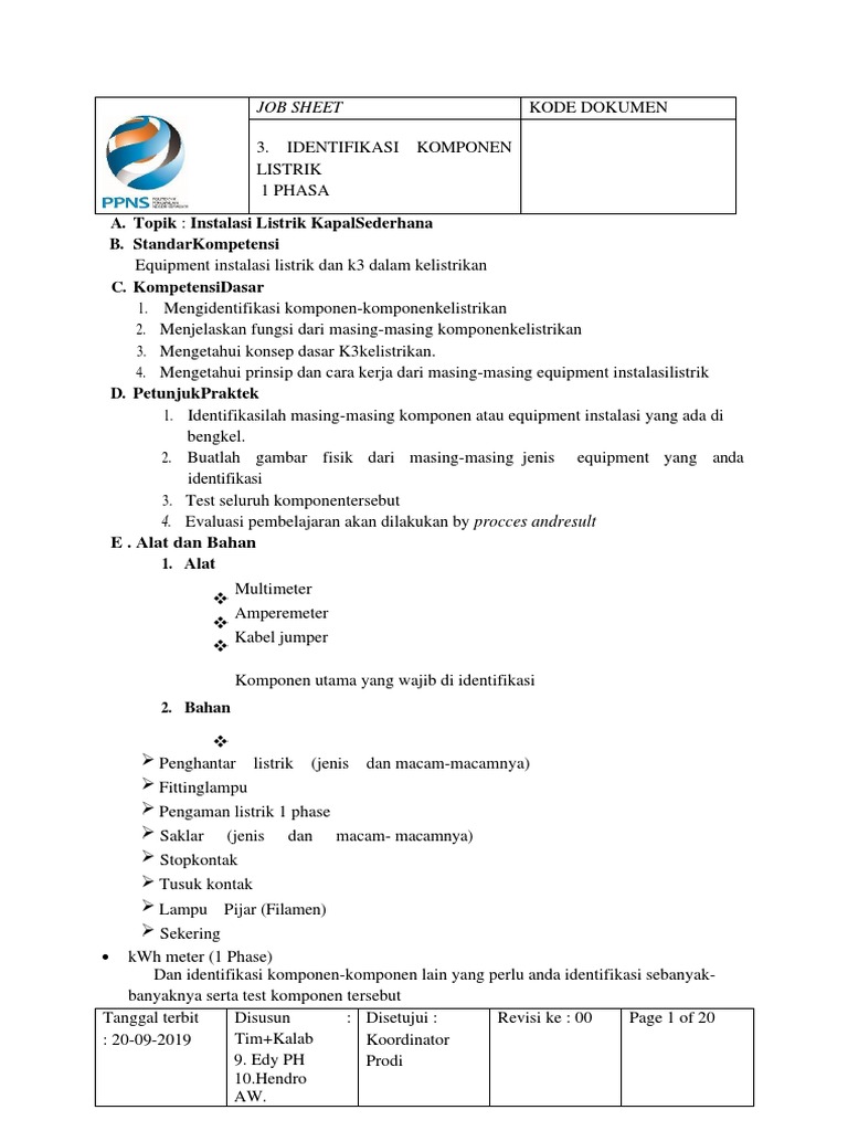 Jobsheet Instalasi Penerangan | PDF