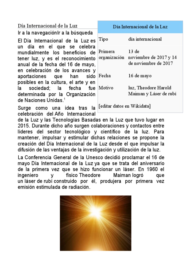 Día Internacional de La Luz | PDF