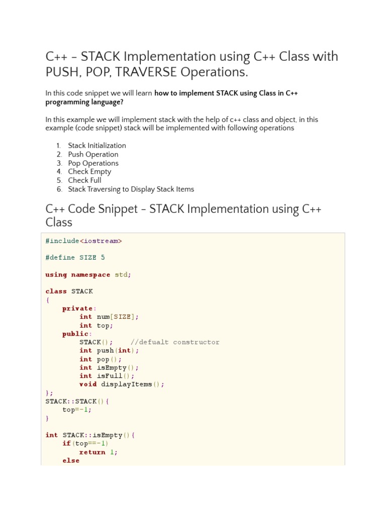Stack | PDF | C++ | Namespace