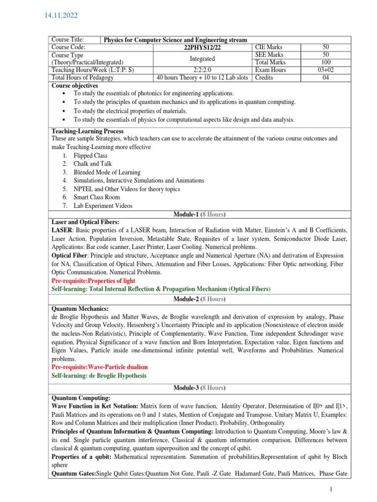 22PHYS12 | PDF | Quantum Mechanics | Wave Function