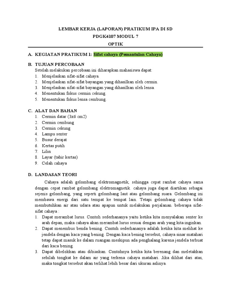 LKP Modul 7 - Optik | PDF