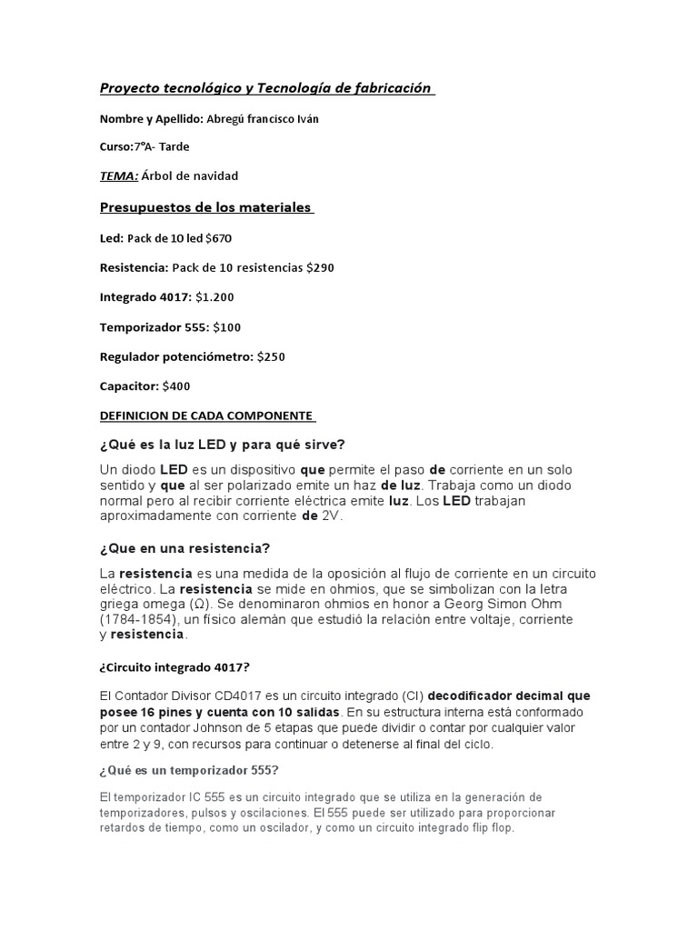 Proyecto Tecnológico y Tecnología de Fabricación - 090235 | PDF | Diodo ...