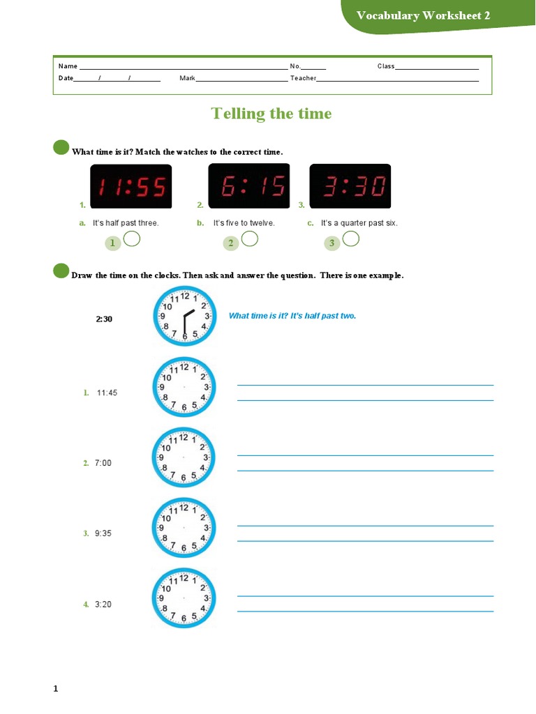 Time-Telling Practice Worksheet | PDF