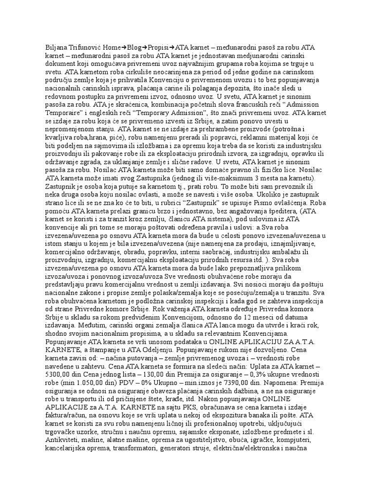 ATA Karnet | PDF
