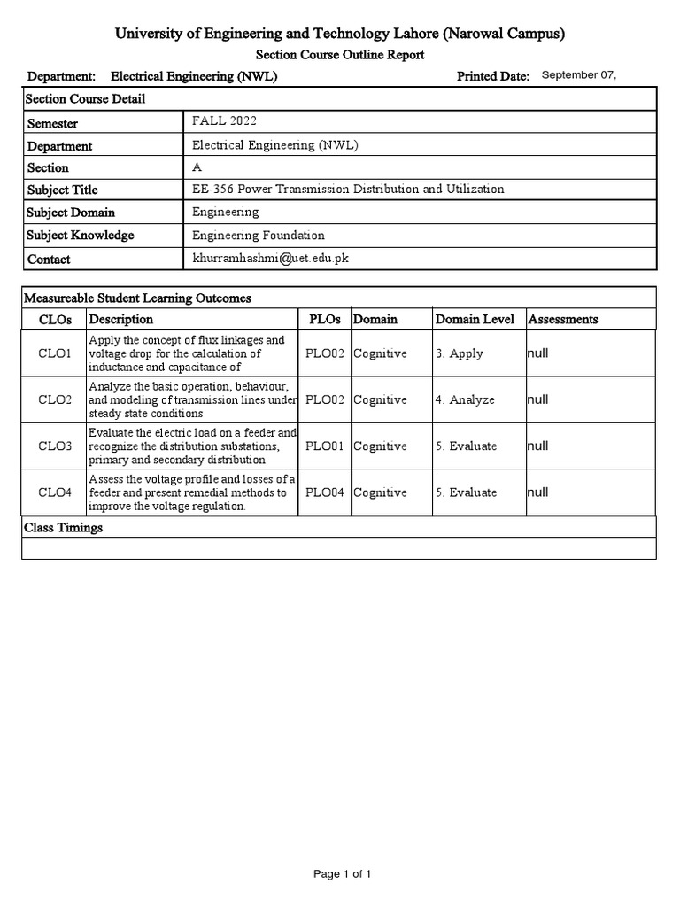 Section Course Outline | PDF