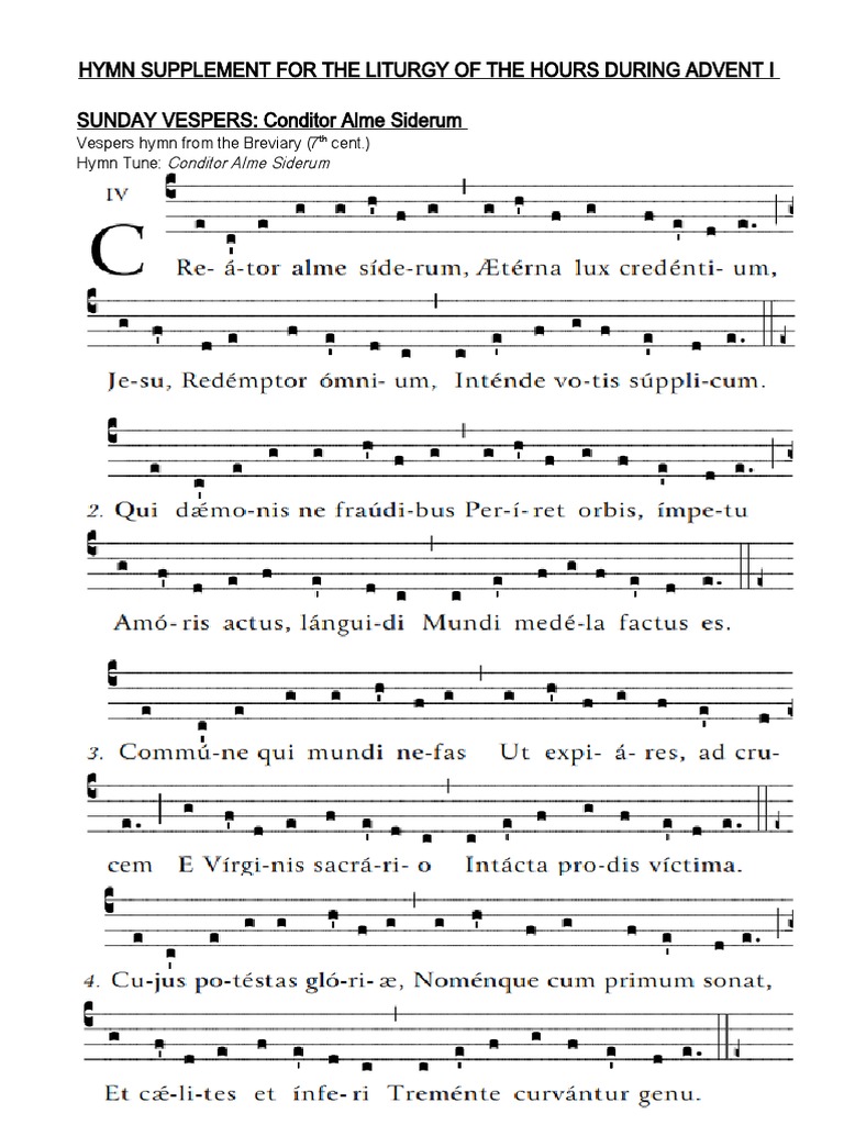 Hymn Supplement For The Liturgy of The Hours During Advent I | PDF ...