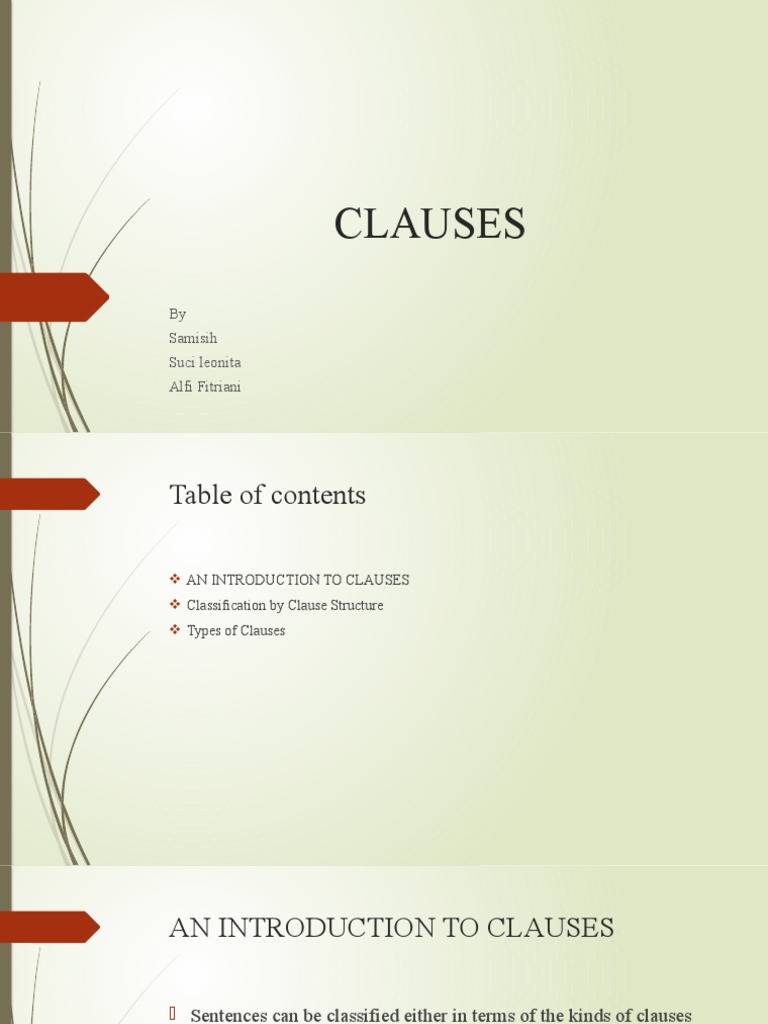 Classification and Types of Clauses | PDF | Adverb | Clause