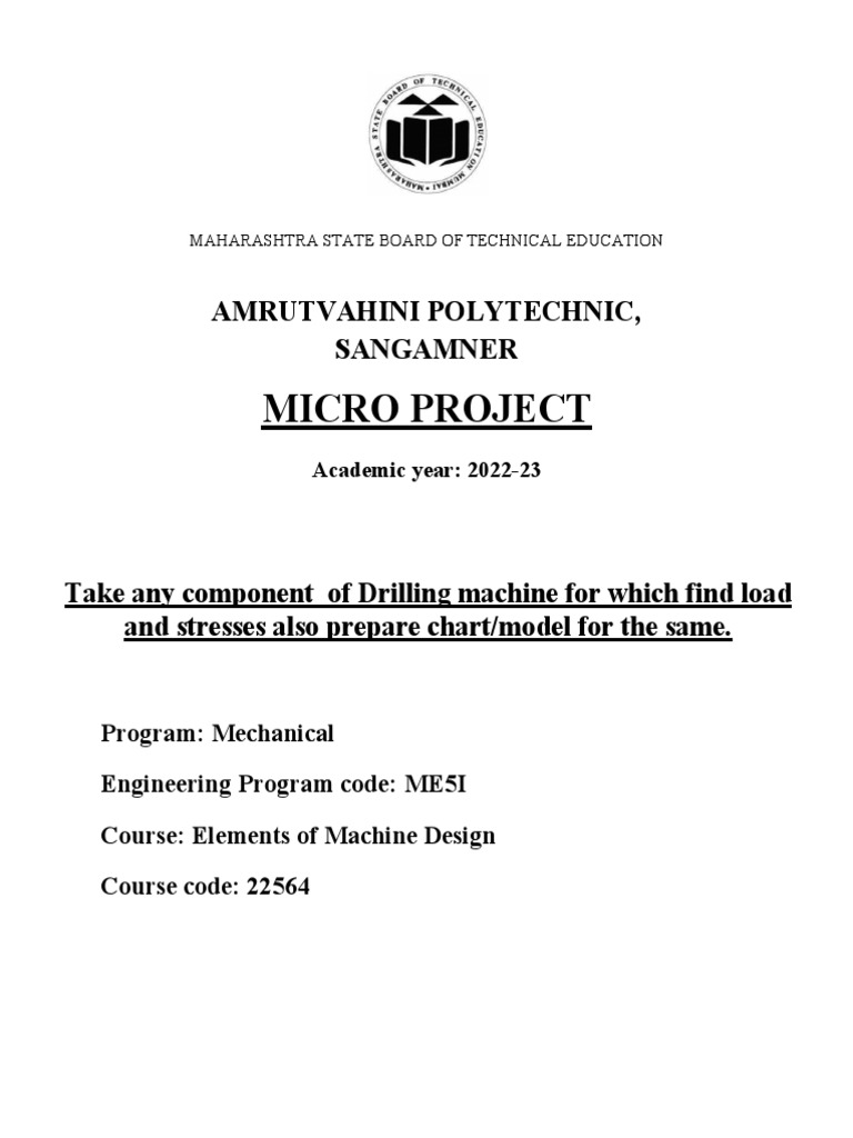 EMD Micro Project Sample Report | PDF | Stress (Mechanics) | Structural ...