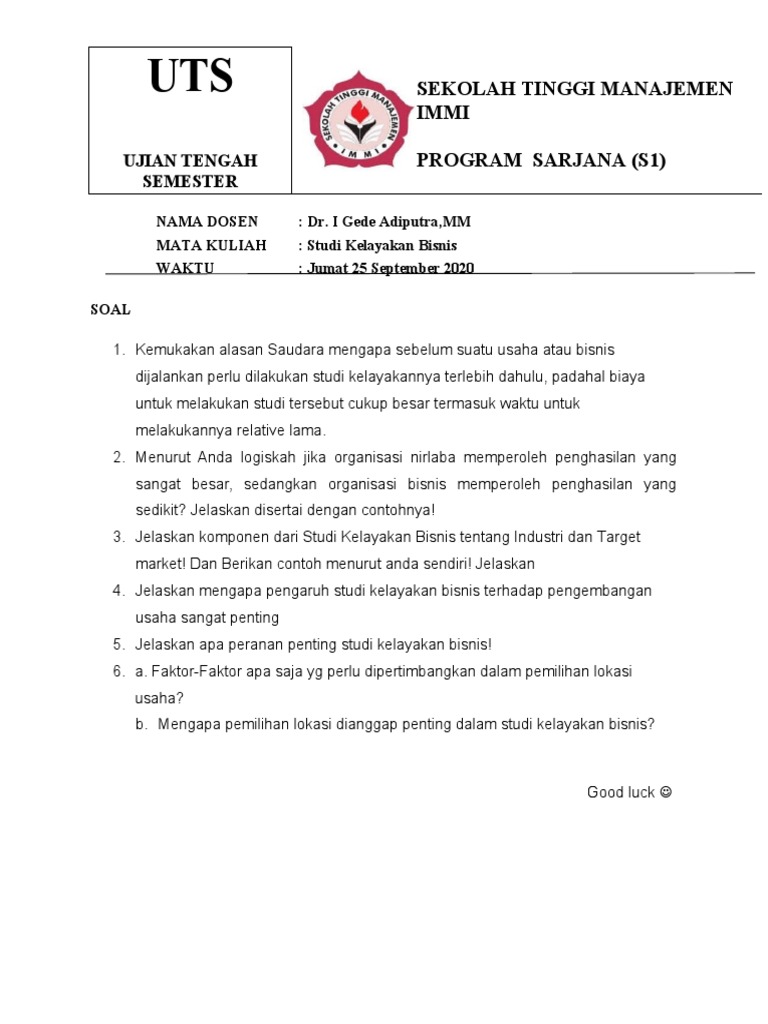 Uts Studi Kelayakan Bisnis Pandu | PDF