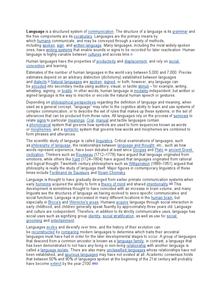 Language | PDF | Cognitive Psychology | Behavioural Sciences