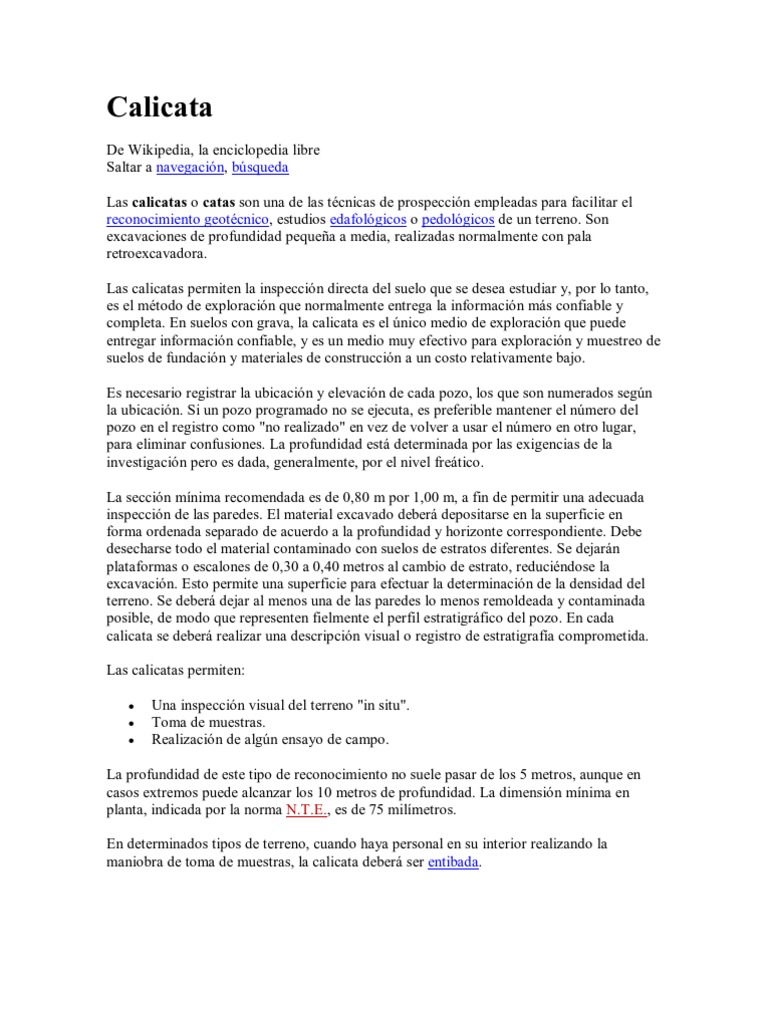 Calicata | PDF | Science | Ingeniería