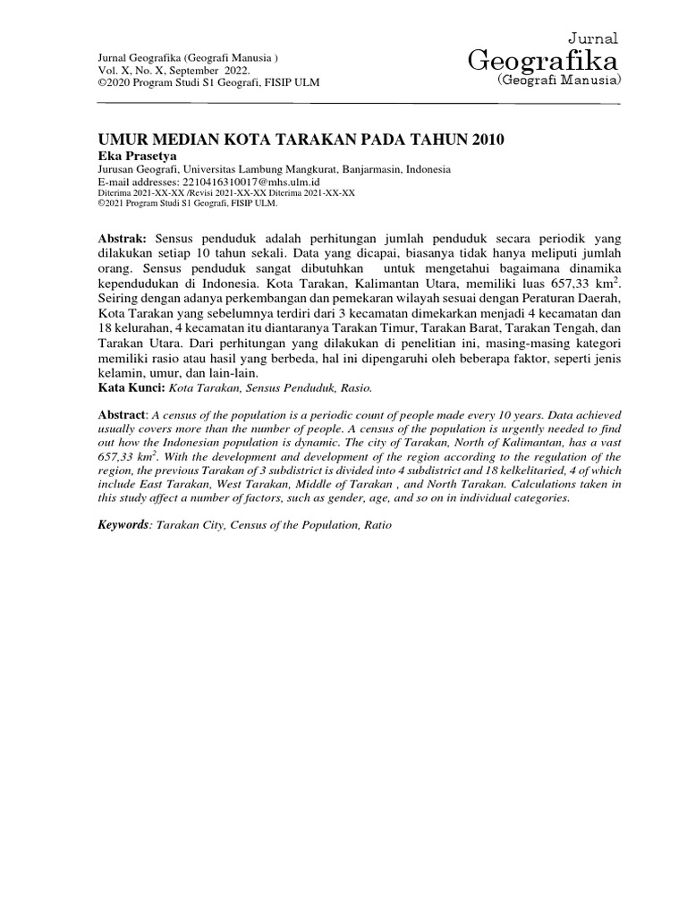 Geografi Manusia Median Age Eka Prasetya PDF | PDF