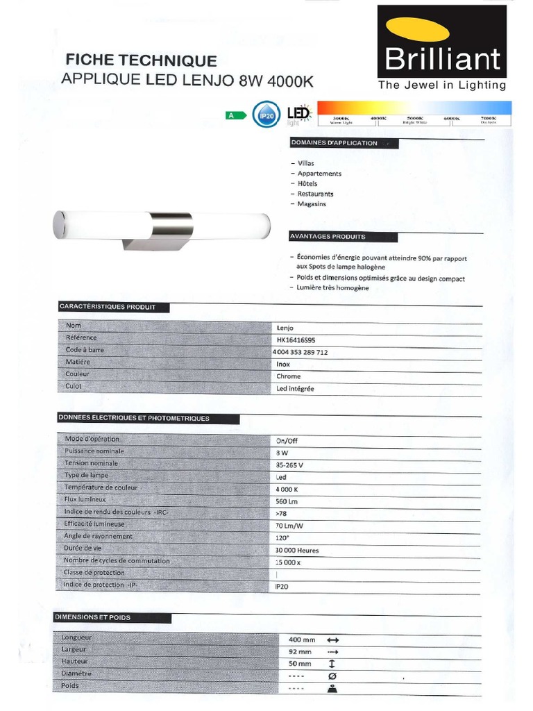 Fiche Technique LENJO | PDF