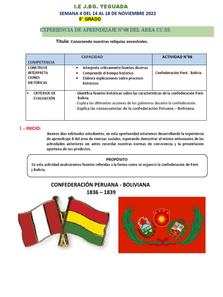 Actividad 8 - Eda 8-CC - Ss-5° | PDF | Bolivia | Perú