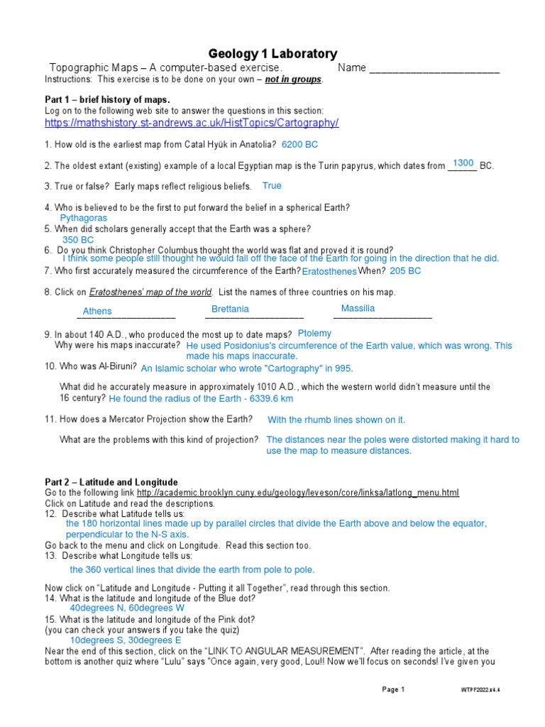 Topographic Maps Lab Activity Guide | PDF | Topography | Latitude