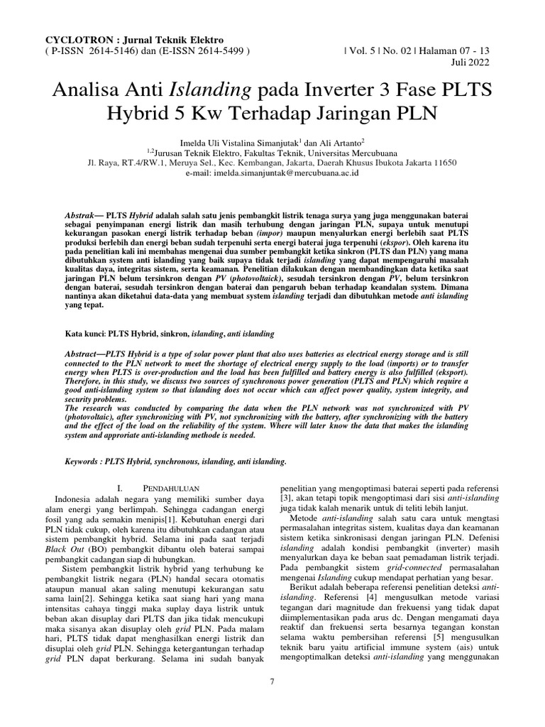 Analisa Anti Islanding Inverter PLTS | PDF