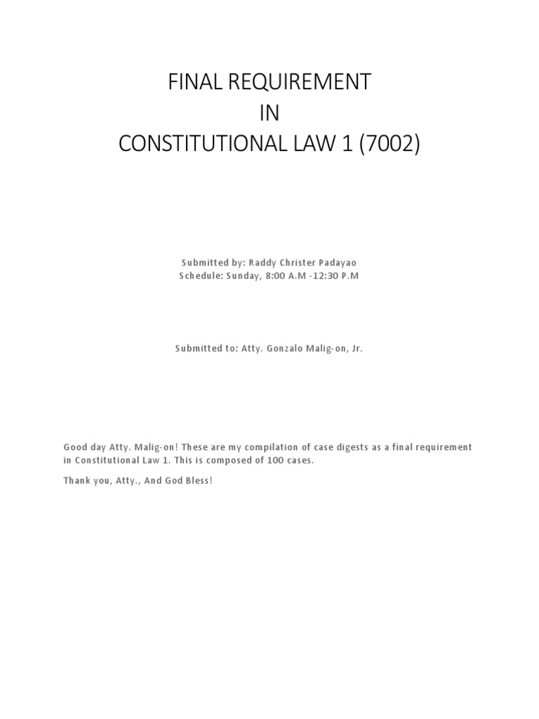Constitutional Law 1 Case Digest | PDF