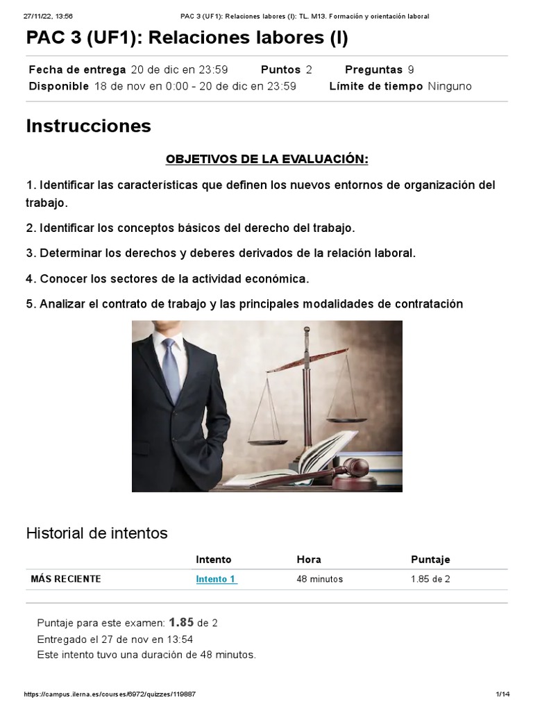 PAC 3 (UF1) - Relaciones Labores (I) - TL. M13. Formación y Orientación Laboral | PDF | Tiempo ...