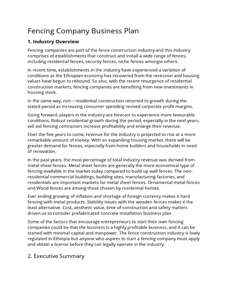 Business Plan - Fencing | PDF | Profit (Economics) | Business