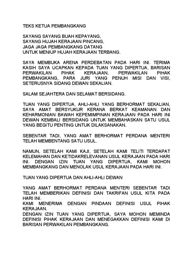 Teks Ketua Pembangkang | PDF