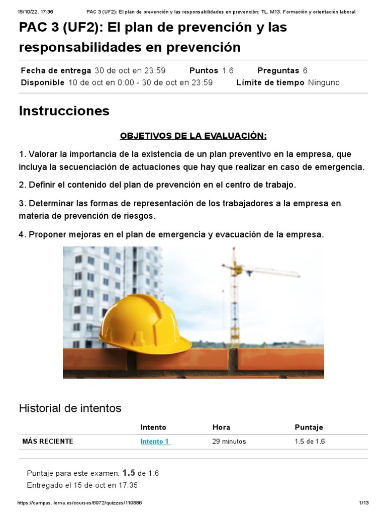 PAC 3 (UF2) - El Plan de Prevención y Las Responsabilidades en Prevención - TL. M13. Formación y ...