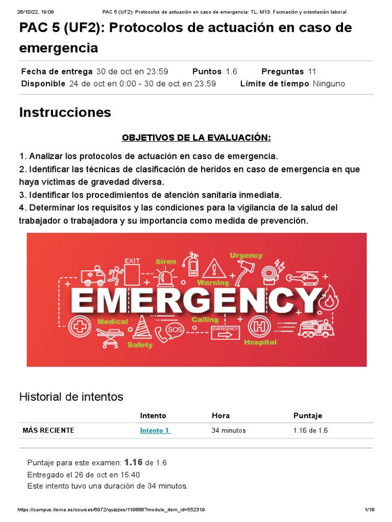 PAC 5 (UF2) - Protocolos de Actuación en Caso de Emergencia - TL. M13. Formación y Orientación ...