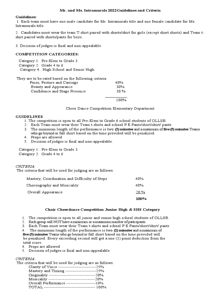 Intramurals 2022: Student Guidelines | PDF