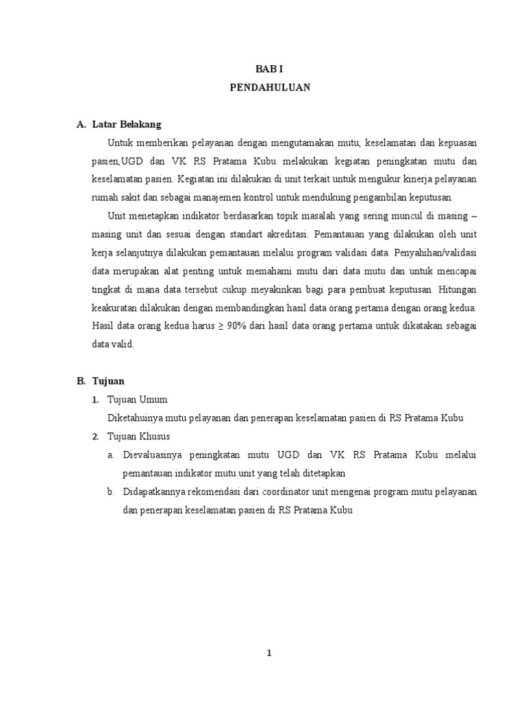 Indikator Mutu VK Ugd | PDF