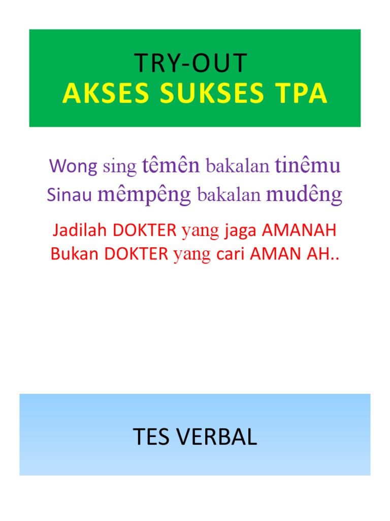 Try-Out Tpa First | PDF