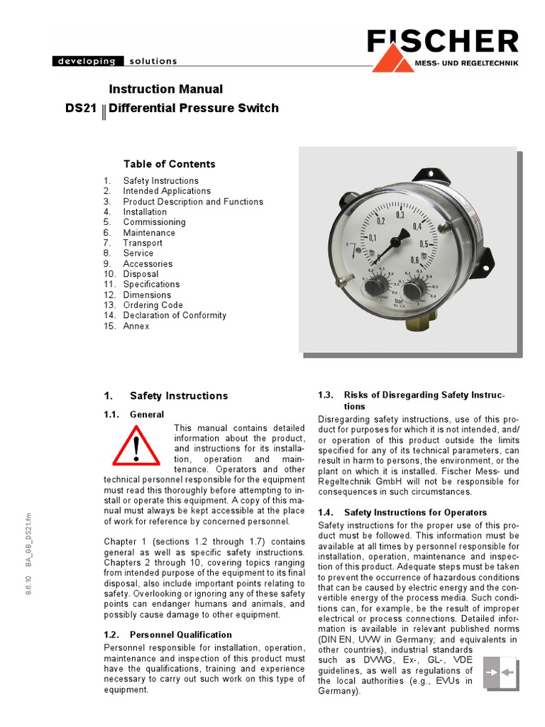 Fischer Ds21 Instruction Manual | PDF | Pressure Measurement | Pipe (Fluid Conveyance)