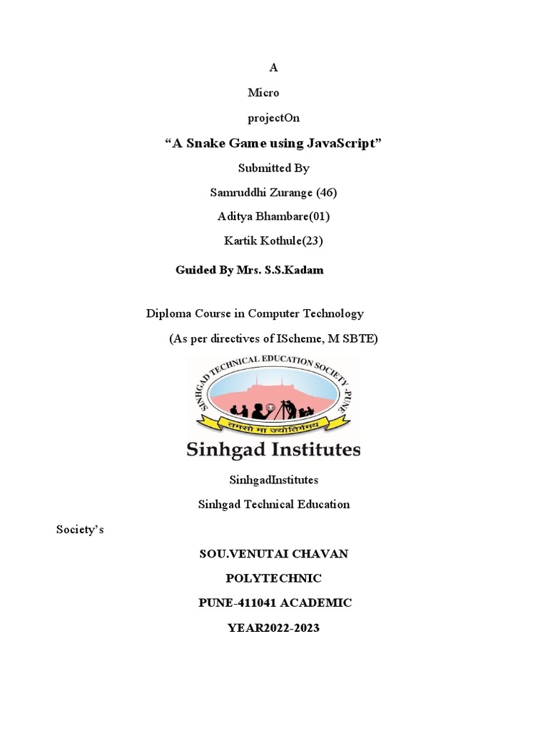 A Snake Game Using Javascript | PDF | World Wide Web | Internet & Web