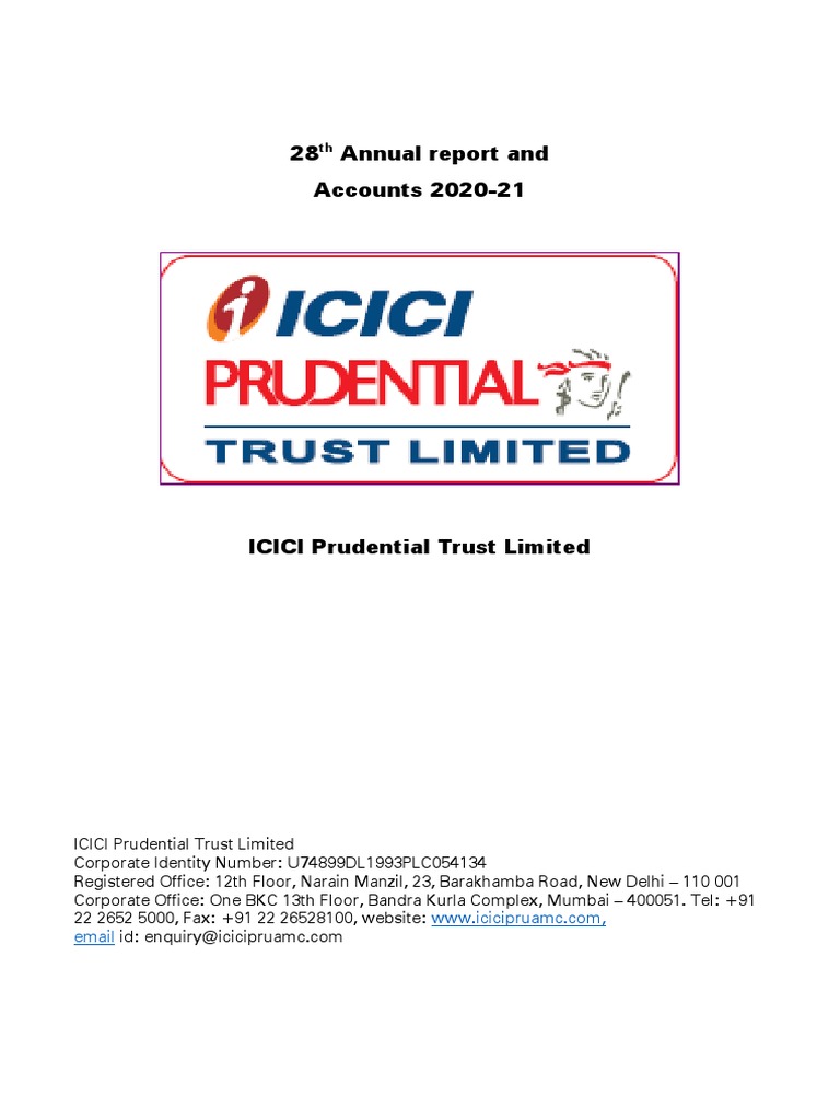 ICICI Prudential Trust Report 2021 | PDF | Internal Control | Financial ...