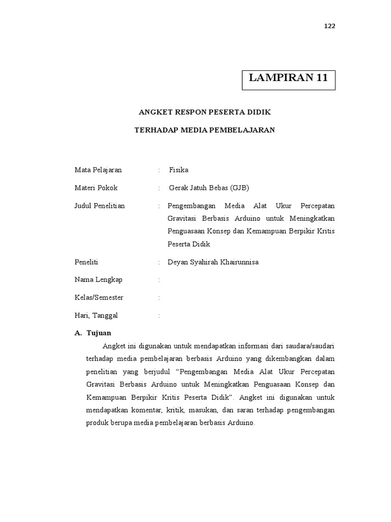 LAMP. 11 - Lembar Angket Respon Peserta Didik | PDF
