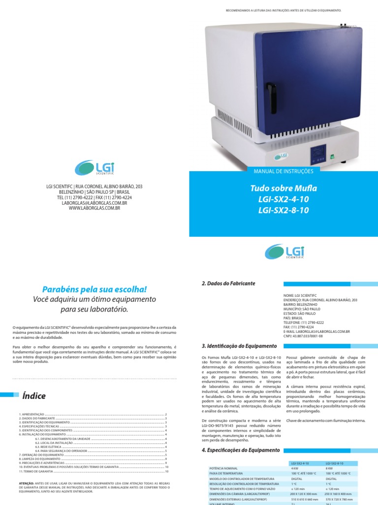 Manual de Instrucoes Mufla D8bdb11a16 | PDF | Temperatura | Tempo