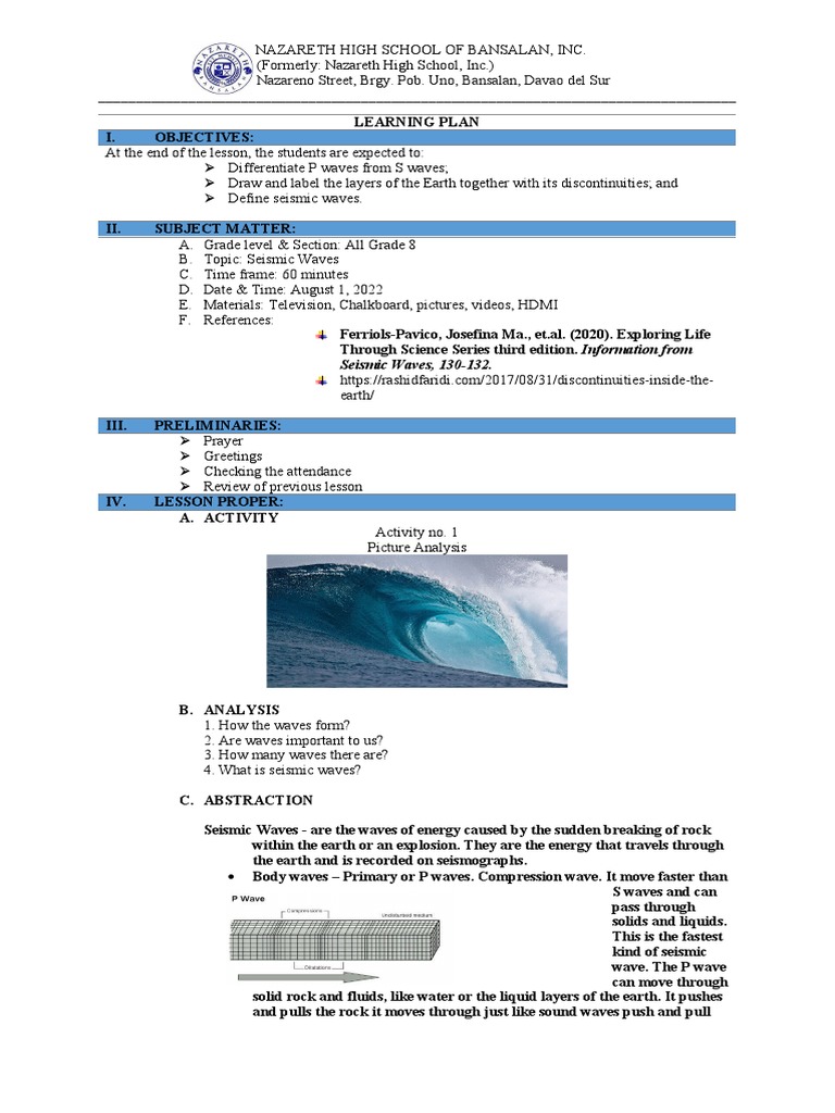 Understanding Seismic Waves: A Lesson Plan on P Waves, S Waves, and the ...